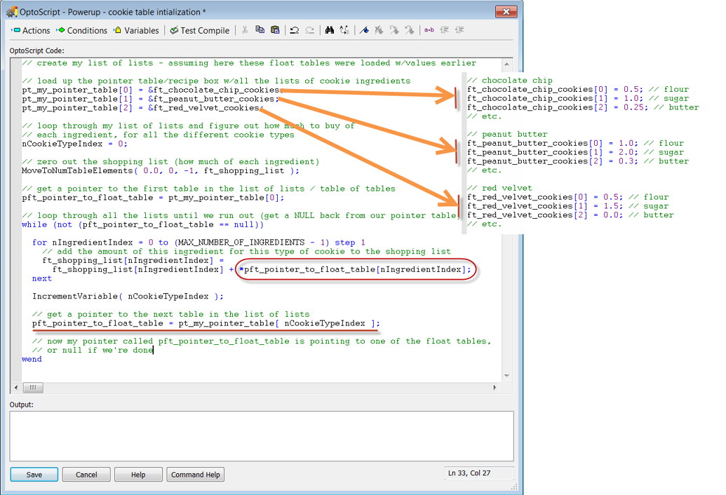 POINTERS and TABLES - what's that OptoScript syntax again? - Code ...